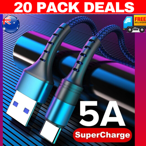 CABLE BRAIDED 1M 3M TYPE C CABLE USB TYPE A DATA BULK WHOLESALE 20 PACK ...