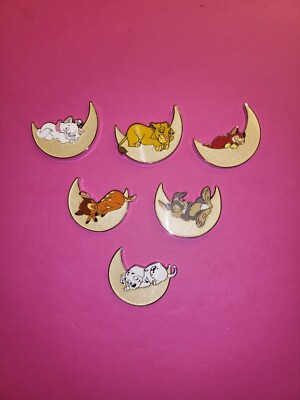 Disney Marie Dinah Dalmation Simba Bambi Sleeping Moon kraken Pin set ...