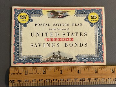 VTG WWII .25 c POSTAL SAVINGS PLAN U.S. DEFENSE SAVINGS BOND BOOKLET 2 ...