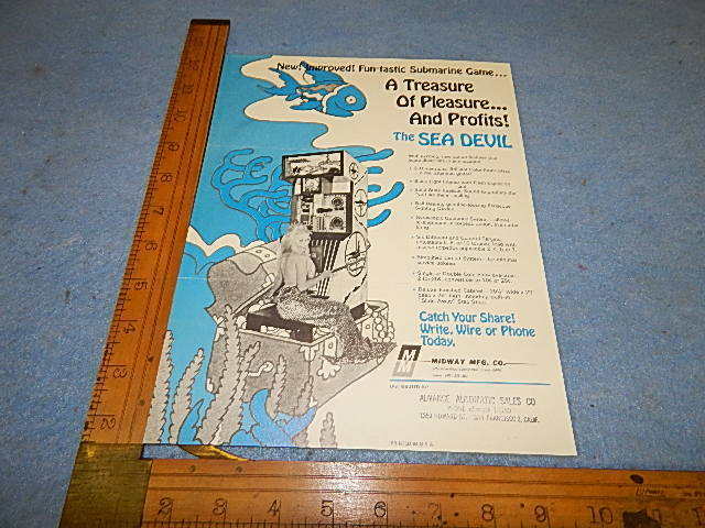 1970 Midway SEA DEVIL Arcade Game Advertising Flyer | eBay