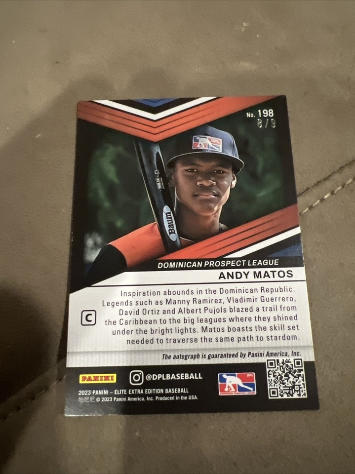 2023 Elite Extra Edition Baseball AUTOGRAPH AUTO #198 ANDY MATOS Foil ...
