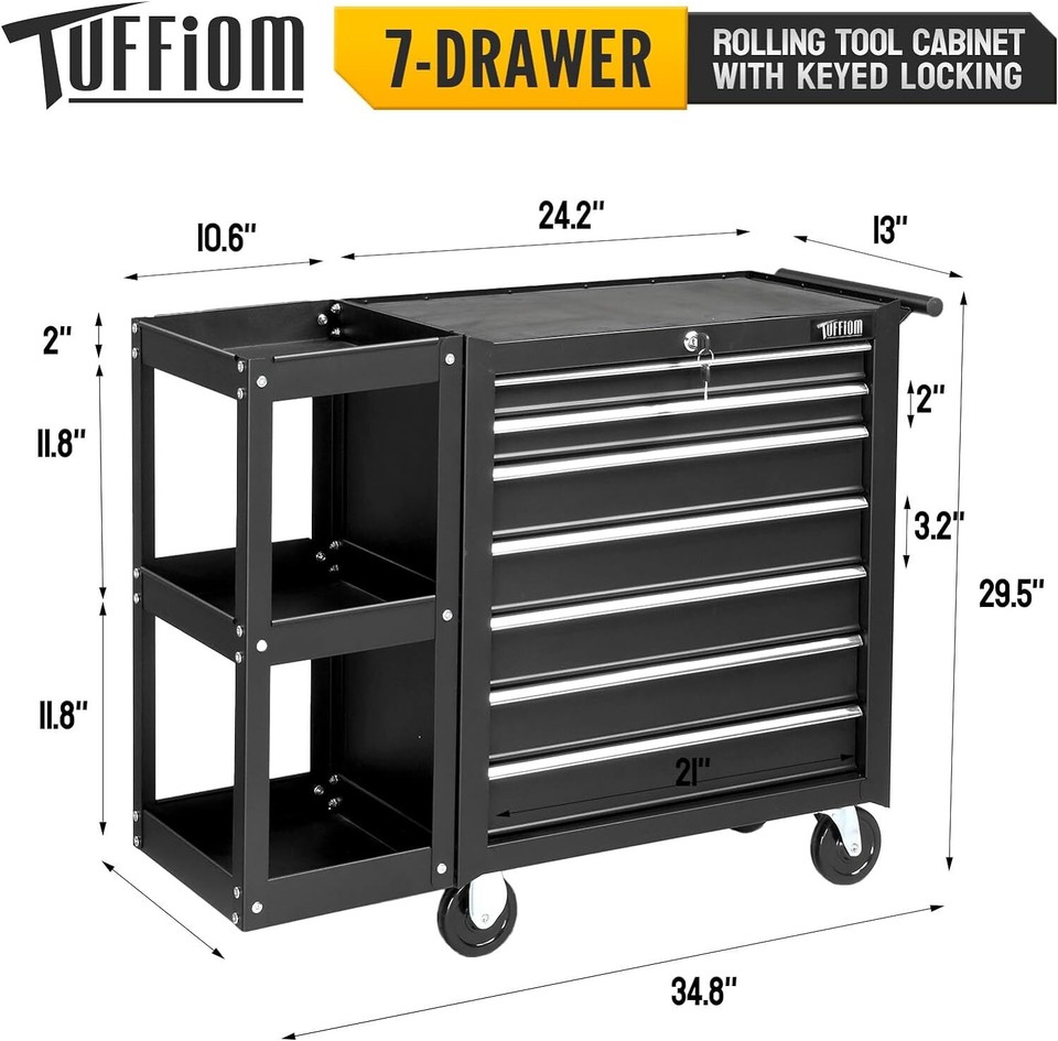 7-Drawer Rolling Tool Chest Tool Box Tool Cabinet with Lock & Key ...