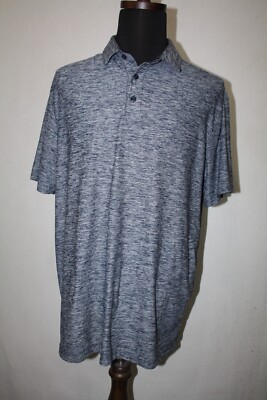 UNDER ARMOUR Sz XL HeatGear Loose Heather Navy Blue Short Sleeve Polo ...