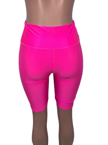 Barbie Hot Neon Pink Stretch Shiny High Waisted Bike Shorts New ...