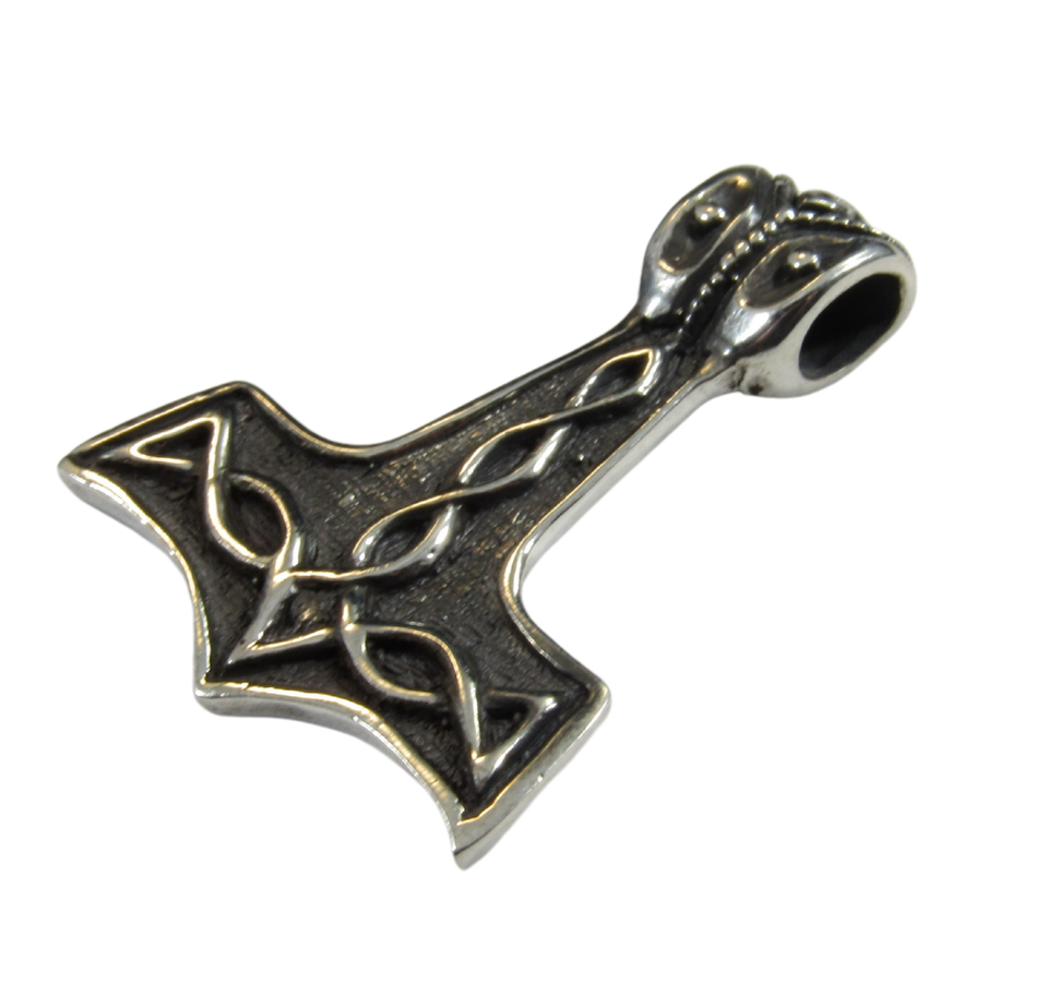 Solid 925 Sterling Silver Celtic Knot Norse Mjolnir THOR'S HAMMER Slide ...
