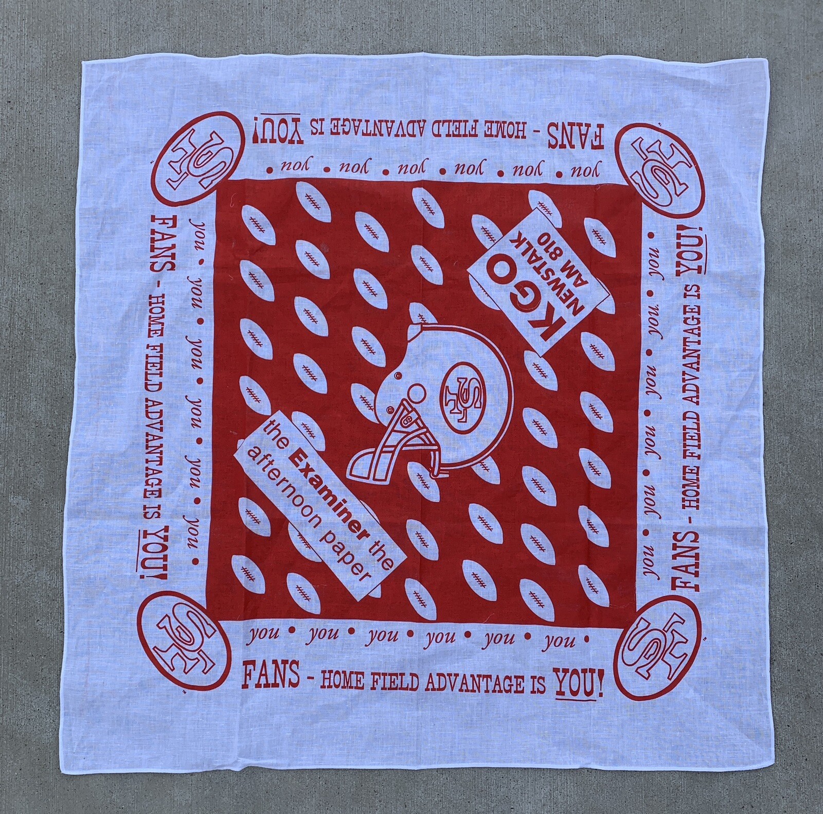 Vintage The Examiner KGO AM 810 San Francisco 49ers Fans Bandana Scarf ...
