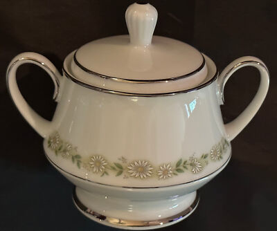 Noritake Trilby Sugar Bowl w Lid Japan Silver Trim Daisy Pattern | eBay