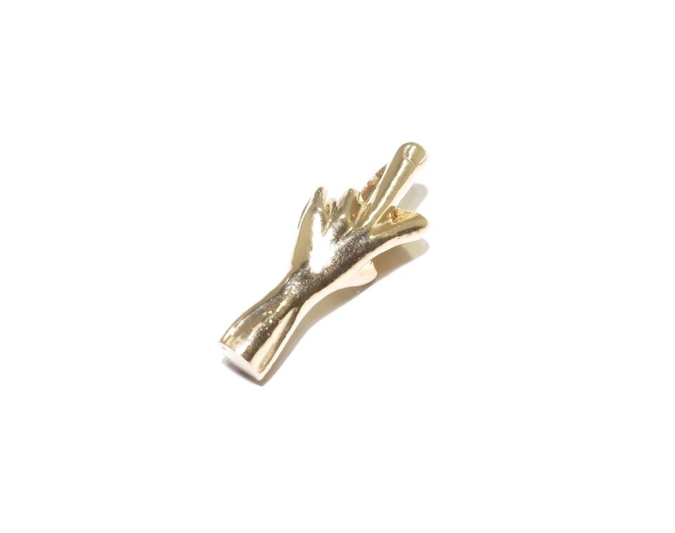 14k Yellow Gold Middle Finger Up Solid Gold Finger Hands Charm Pendant ...