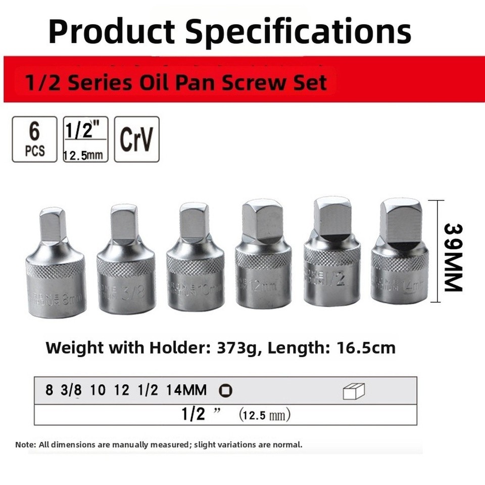 Square Head Oil Pan Socket Set Oil Change Under-Car Repair Chrome ...