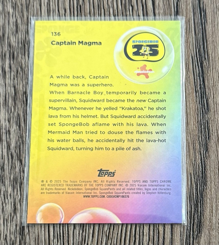 2025 Topps Chrome SpongeBob - Captain Magma #136 BubbleFractor #’d /99 ...