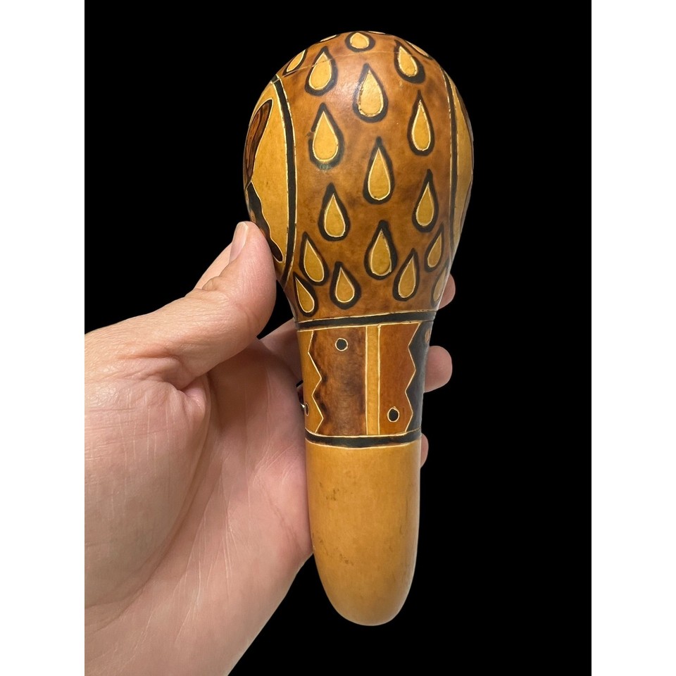 Peruvian Hand Carved Butterfly Gourd Rattle Maraca Artisan Percussion ...