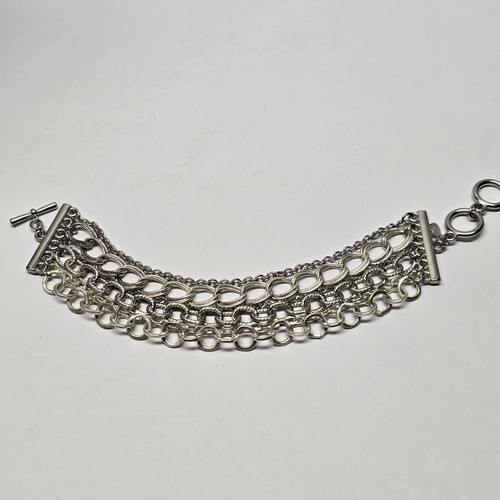 PD Premier Design Signed 5 Strands Jewelry Chains Silver Tone Bracelet ...