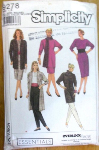 SIMPLICITY SEWING PATTERN NO. 9278 LADIES DRESS TOP SKIRT & PANTS SIZE ...