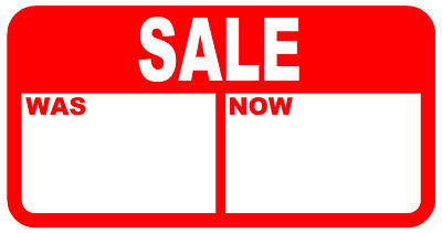 SALE Labels Red Sticky Self Adhesive Stickers With Was & Now Price ...