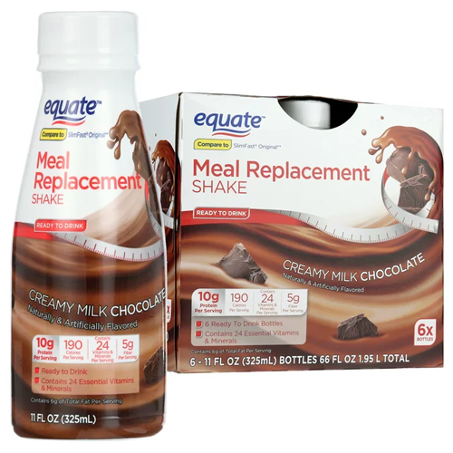 Equate Meal Replacement Shake, Creamy Milk Chocolate, 11 fl oz, 6 Ct ...