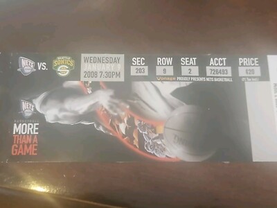 nj nets seattle sonics game ticket stub nba 2008 kevin durant kd jason ...