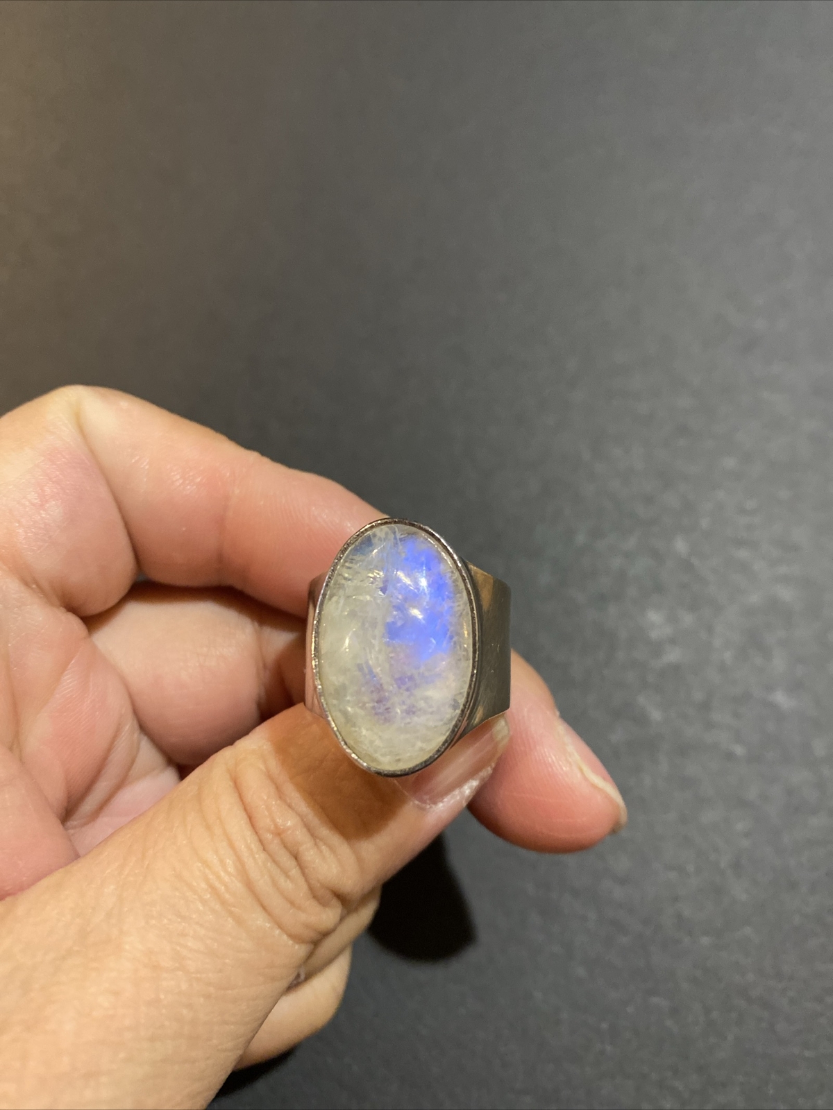 Vintage Designer Signed STARBORN Sterling Silver Big Moonstone Ring ...