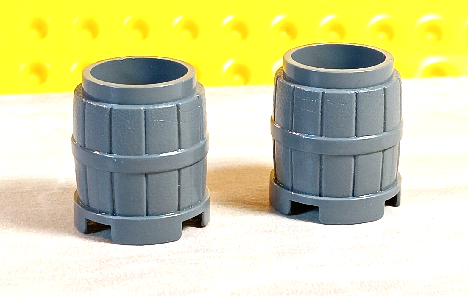 LEGO Whiskey Barrel Lot of 2 Gray Whole Pirate Ship Deck Storage Port ...