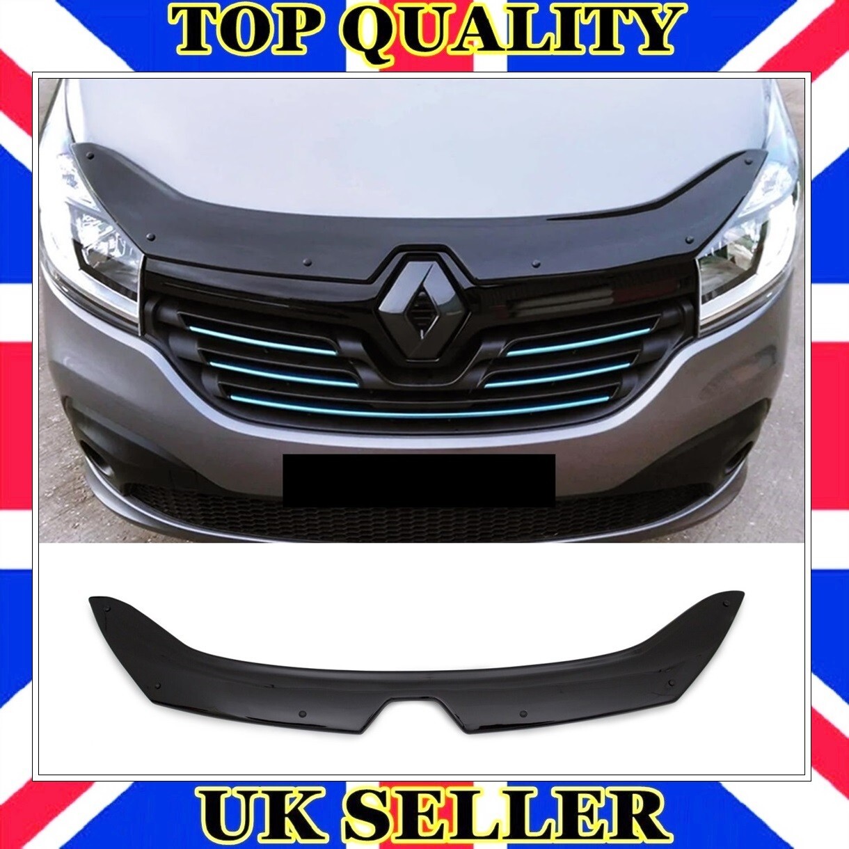 HOOD DEFLECTOR BONNET GUARD PROTECTOR For RENAULT TRAFIC 2014 TO 2019 ...