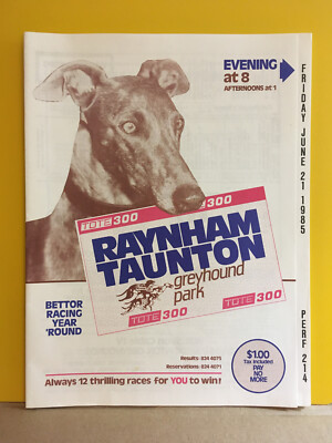 1985 Raynham-Taunton Greyhound Racing Program, MINT unused - NICE! | eBay