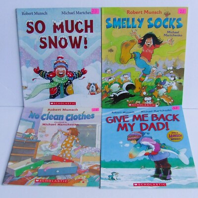 Lot 4 Robert Munsch Smelly Socks, So Much Snow, No Clean Clothes, Give ...