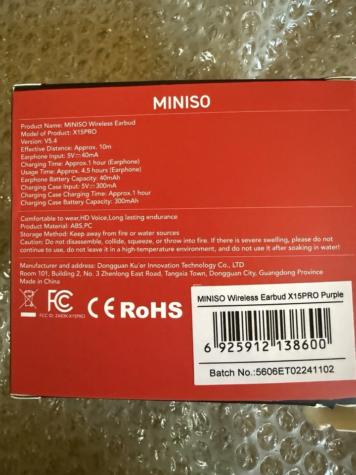 MINISO Wireless Earbud X15PRO Purple | eBay