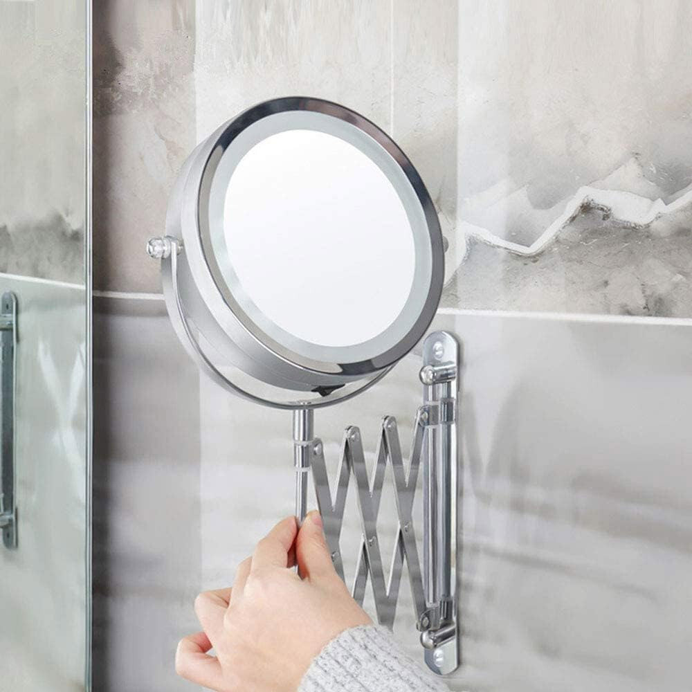 Wall Mounted Bathroom Makeup Shaving Mirror Extendable Magnifying Round ...