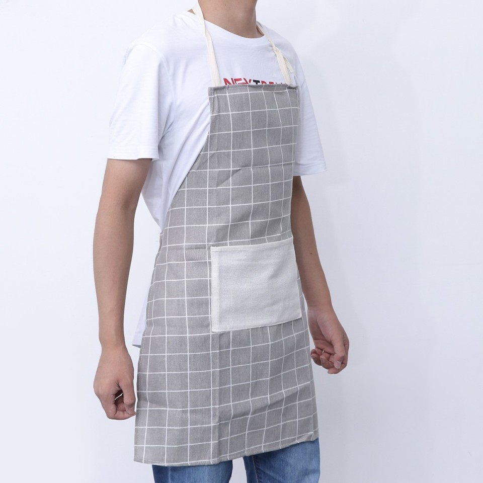 Cotton and Linen Apron Oilproof Dirt Proof Cleaning Apron Hanging Neck ...