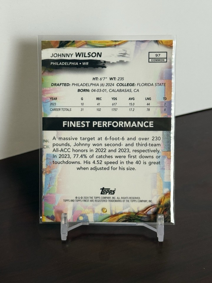 2024 Topps Finest X-Fractor Johnny Wilson RC Philadelphia Eagles #97 | eBay