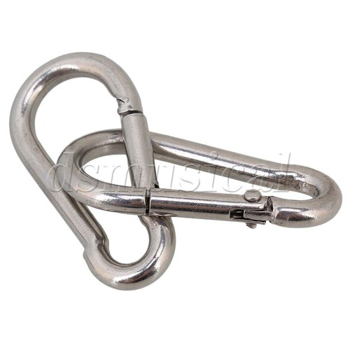 10PCS M4 40mm 304 Stainless Steel Spring Snap Hook Carabiner Link Lock ...