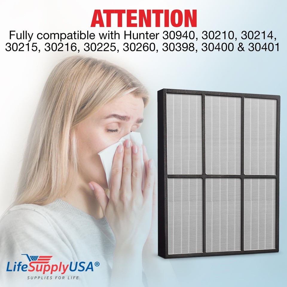 LifeSupplyUSA Filter Replacement Compatible with Hunter 30940 30210 ...