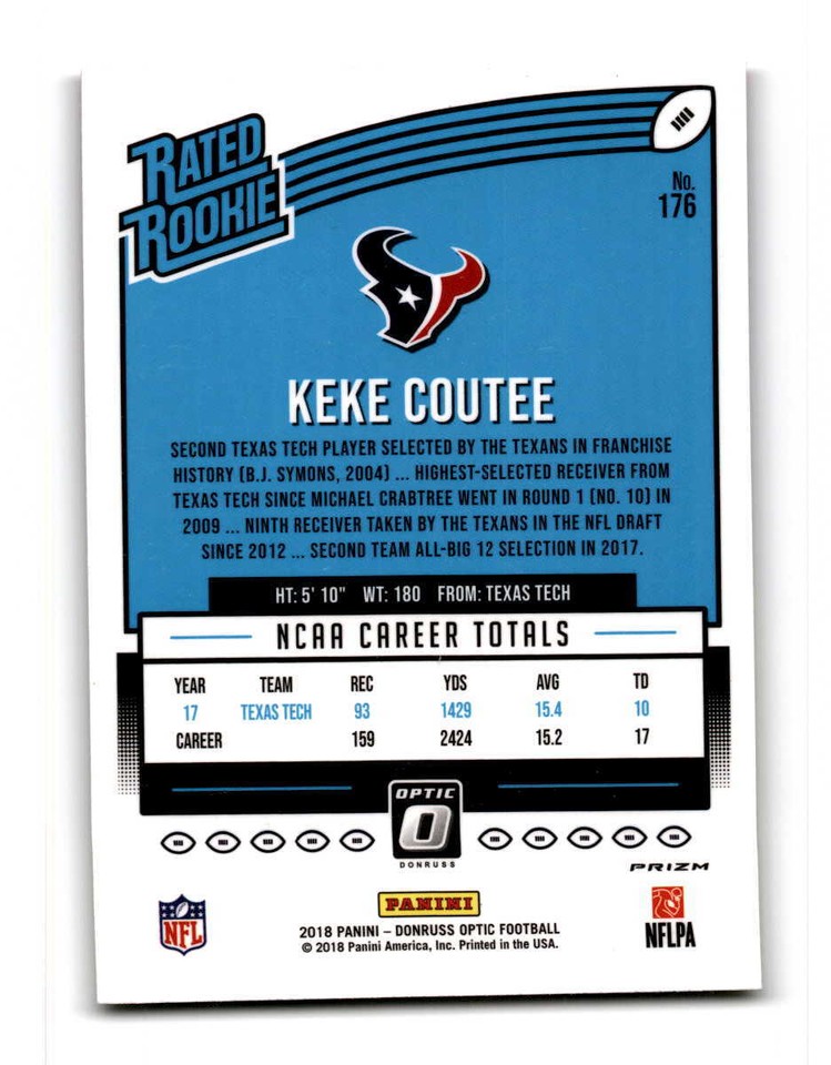 2018 Donruss Optic Red and Yellow Keke Coutee 176 | eBay