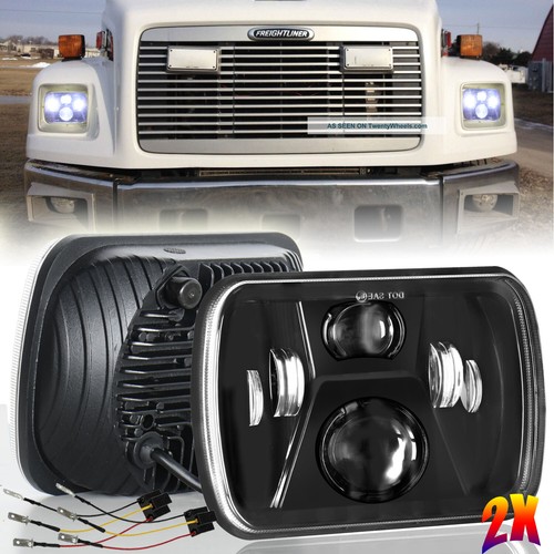 2x Fit Freightliner FL50 FL60 FL70 FL80 5x7" 7x6'' LED Headlights Hi/Lo ...