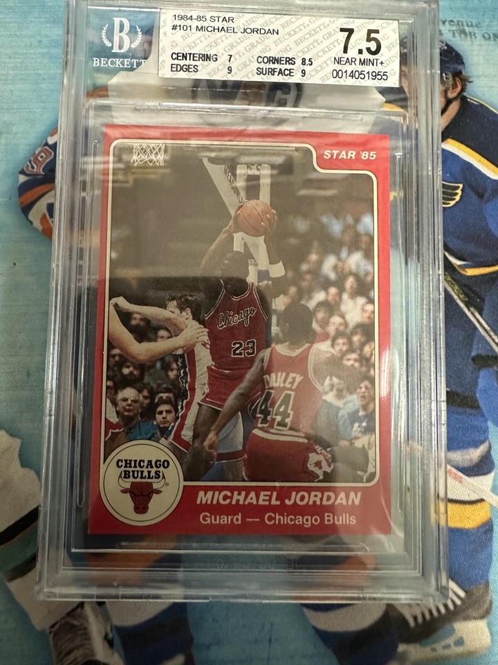 1984-85 MICHAEL JORDAN STAR ROOKIE CARD #101 BECKETT GRADED 7.5 BGS 7.5 ...