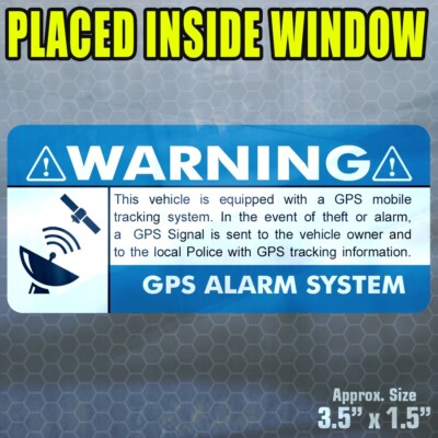 INSIDE GPS 2 Pack BLUE STICKERS -Anti Theft Tracking Window Security ...