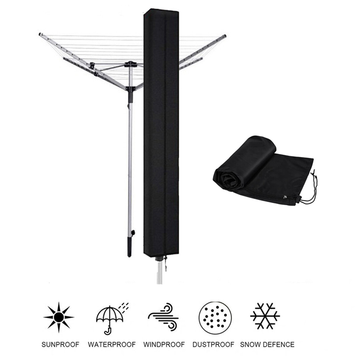 Heavy-Duty Rotary Washing Line Cover with Zip Waterproof Airer Dryer ...