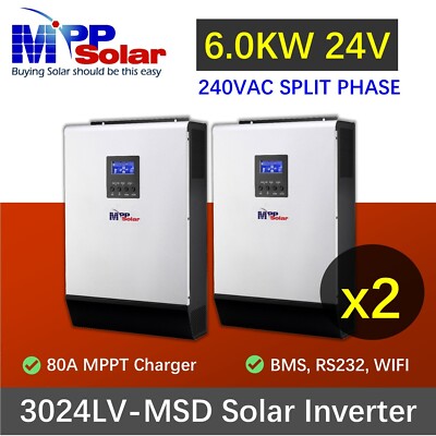 6000w 24v 110v 220v MPP Solar split phase inverter 80A MPPT charger 6kw ...