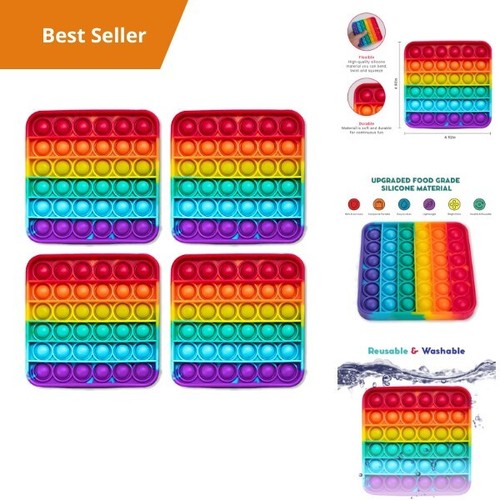 Rainbow Fidget Pop Mat Silicone Stress Relief Toy Anxiety Relief Kids ...