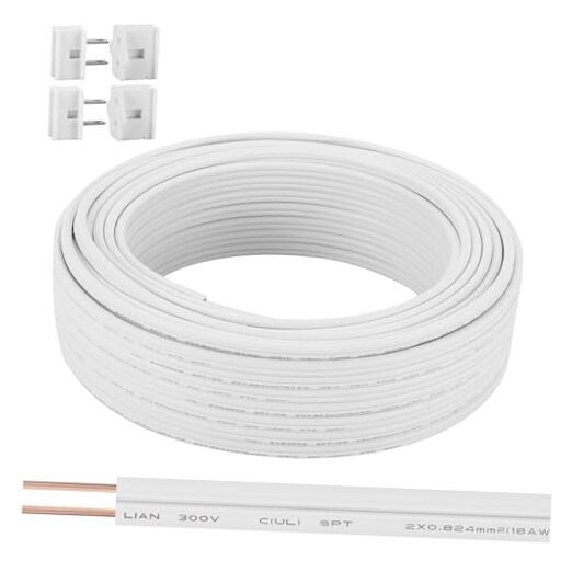 SPT-2 50FT 18/2 Electrical Wire with 4 Vampire Plugs, 18 Gauge 2 50ft ...