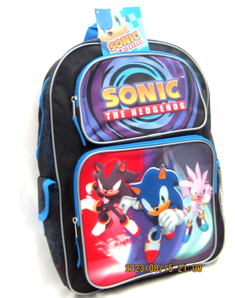 Blue Sonic the Hedgehog,Shadow,&Venice 16" Boom Backpack with 2 ...