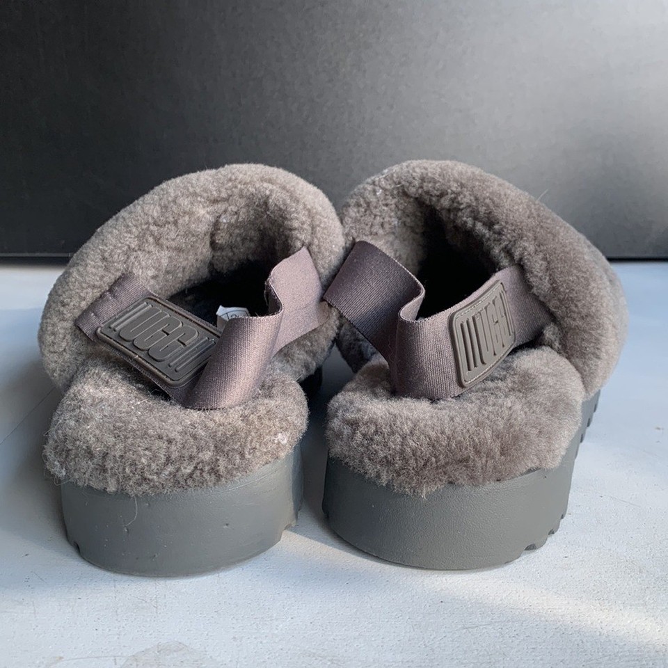 UGG Super Fluff Shearling Slide Slippers Women's Size 7 Charcoal Gray ...