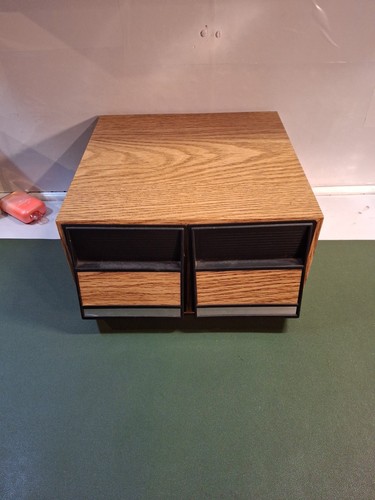 Retro 40 CD Compact Disc Storage Box Two Drawers Case Faux Wood VTG ...
