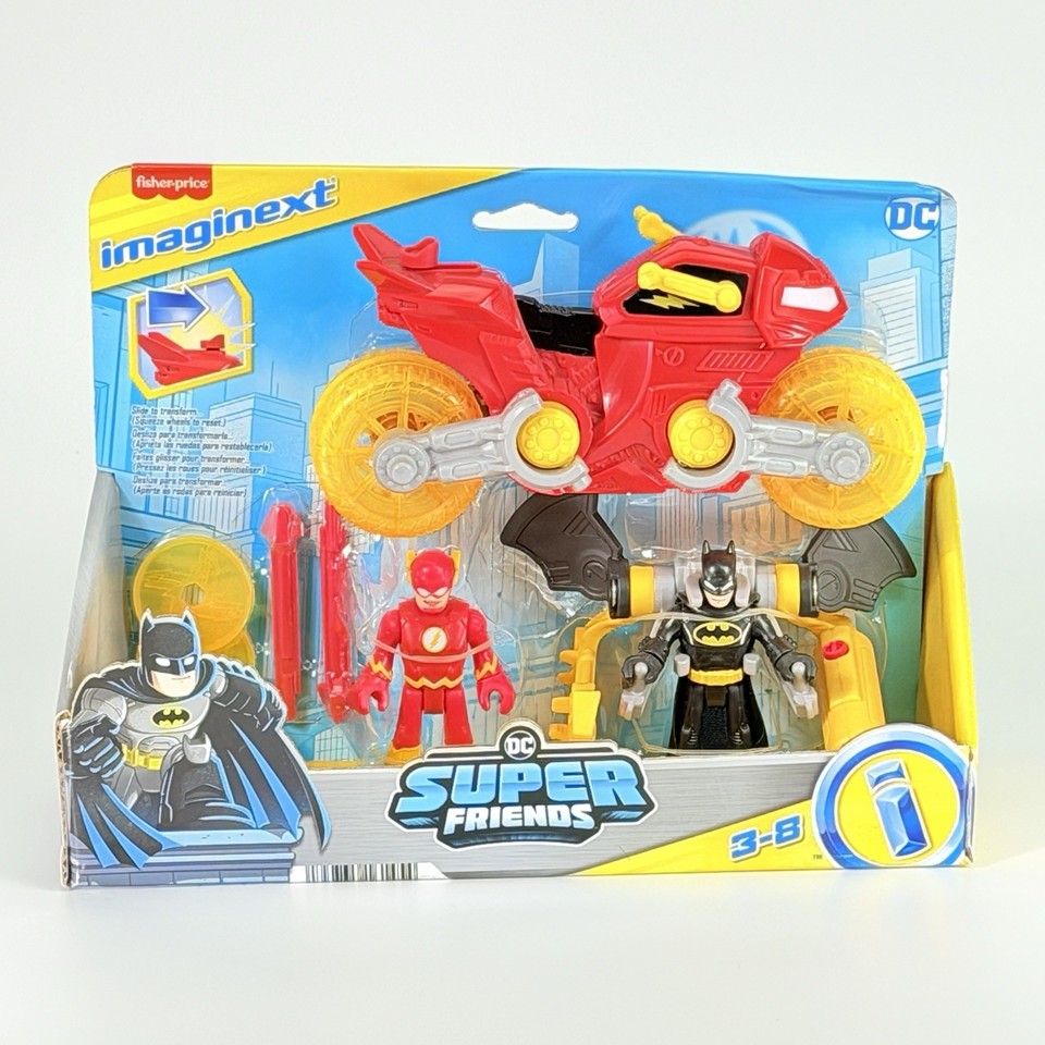 Imaginext Batman Flash Bundle DC Super Friends Motorcycle Transform ...