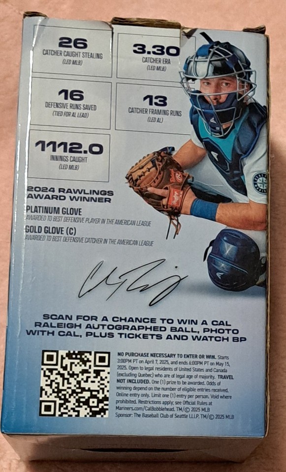 (New) Seattle Mariners Cal Raleigh Platinum Bobblehead (Minor Box ...
