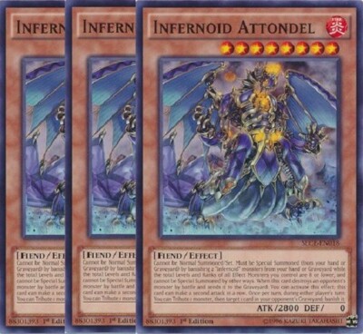 Yugioh - Infernoid Attondel x 3 - 1st Edition NM - Free Holographic ...