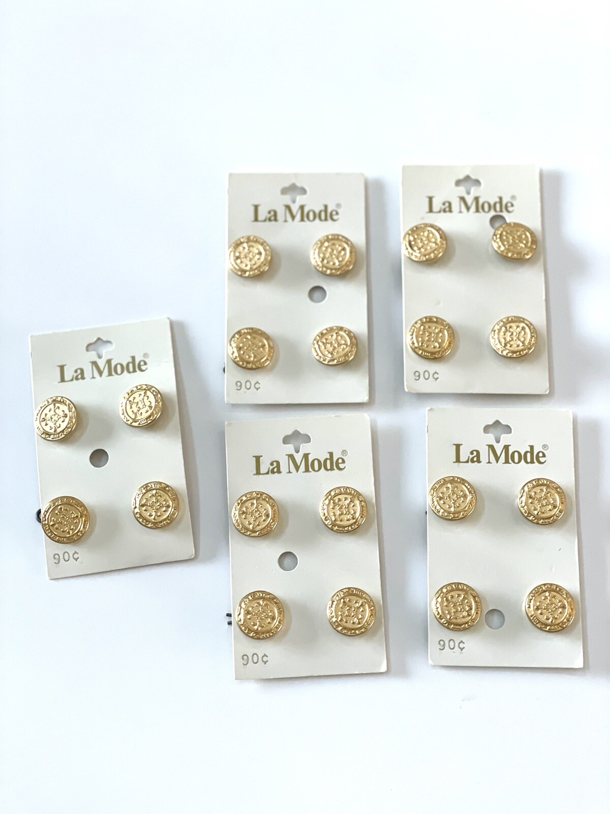 VINTAGE La Mode Buttons #59303 Size 24 5/8” Gold 20 Buttons Made In USA ...