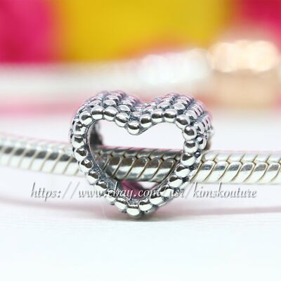 Authentic Pondora Beaded Heart Sterling Silver Charm 797516 | eBay