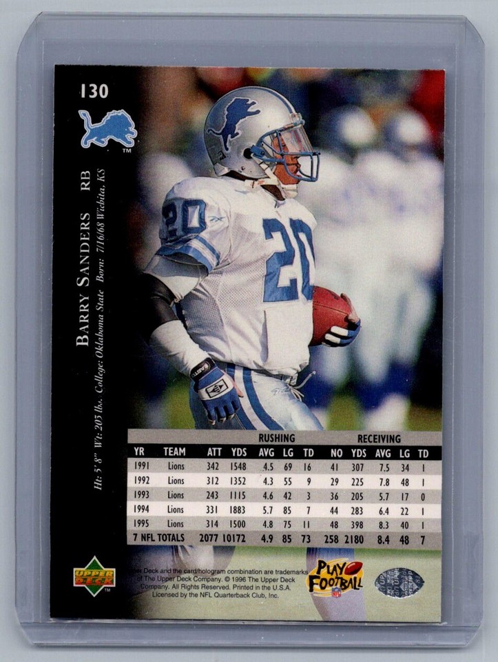 1996 Upper Deck Silver Collection #130 Barry Sanders | eBay
