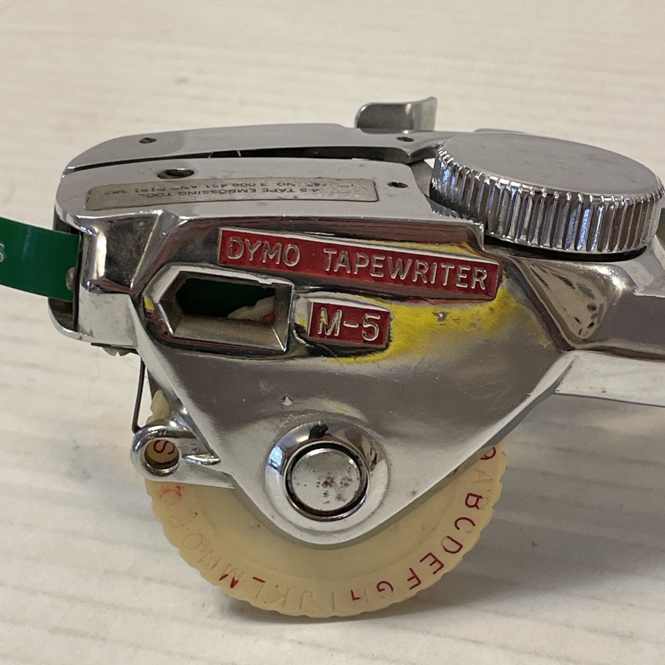 Vintage Dymo M-5 Tapewriter Embossing Label Maker Chrome with Red ...