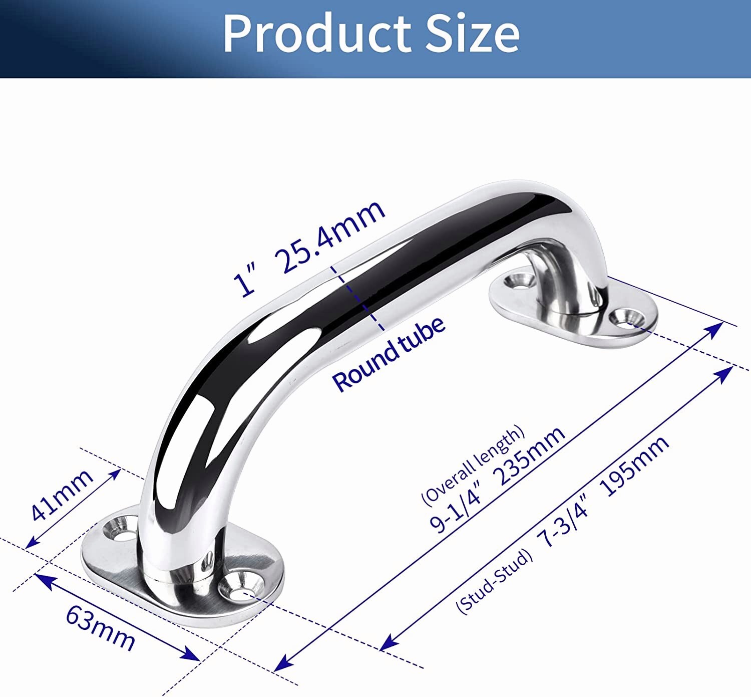 2X Stainless Steel 9" Grab Handle Handrail Heavy Duty Marine Boat ...
